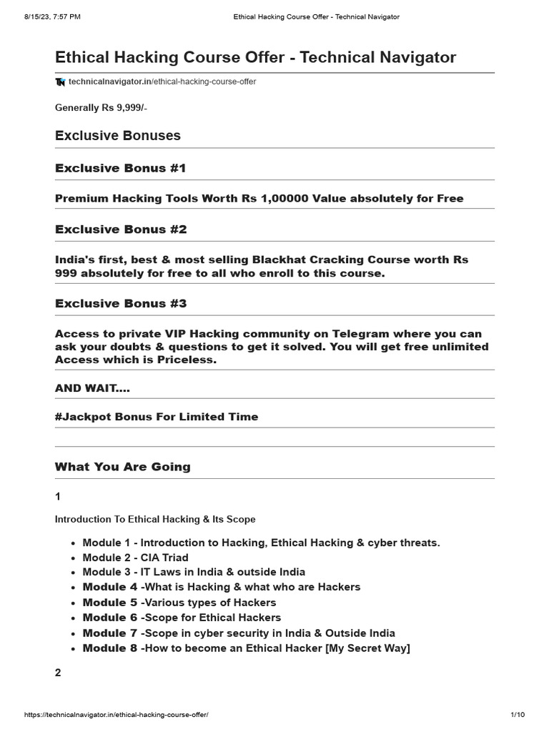 Course Outline - Technical Navigator | PDF | Denial Of Service Attack | Transmission Control ...