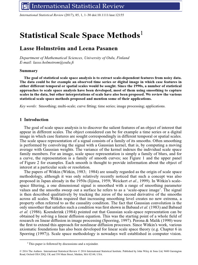 Statistical Scale Space Methods | PDF | Time Series | Statistics