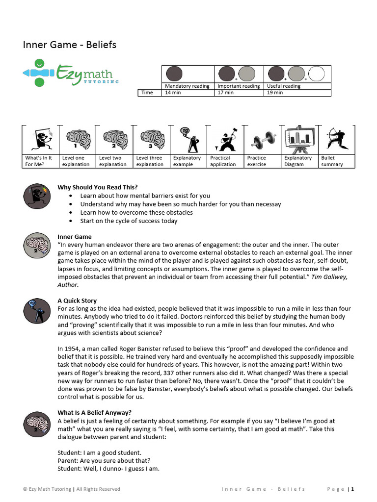 Cep 03 - Inner Game - Beliefs - Students | Download Free PDF | Memory ...
