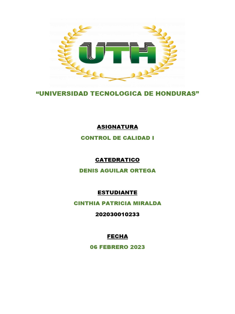 TAREA1control de Calidad Cinthia | PDF | Calidad (comercial) | Business