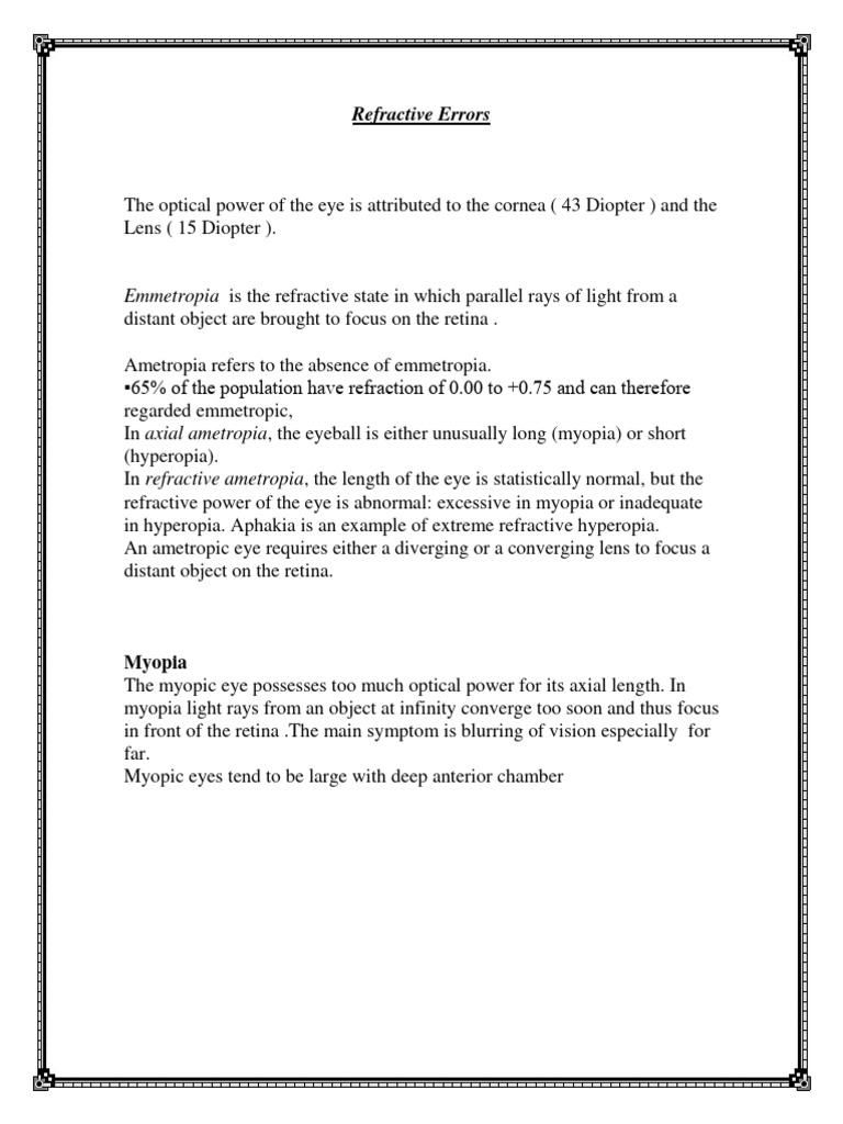 Refractive Errors | PDF | Myopia | Ophthalmology