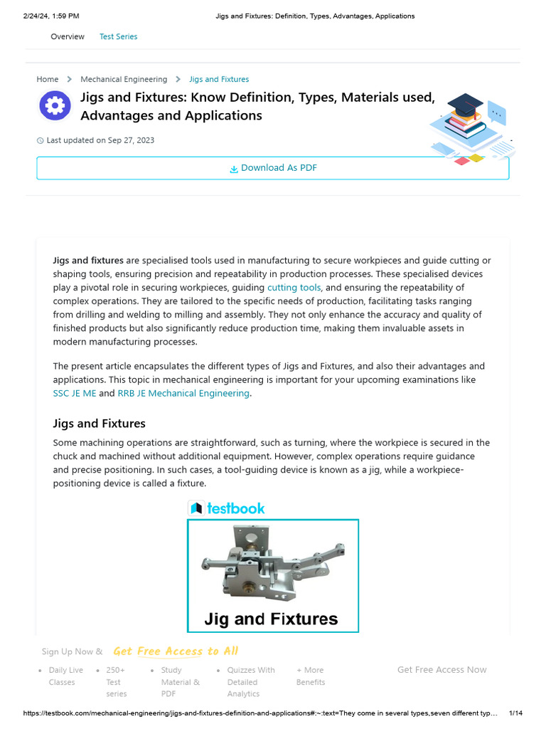 Jigs and Fixtures: Types and Benefits | PDF | Machining | Grinding ...