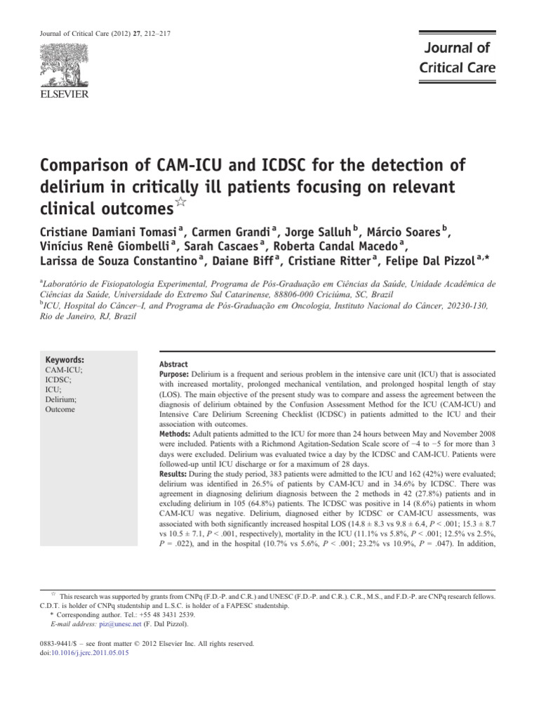 Cam-Icu ICDSC | Download Free PDF | Intensive Care Unit | Clinical Medicine
