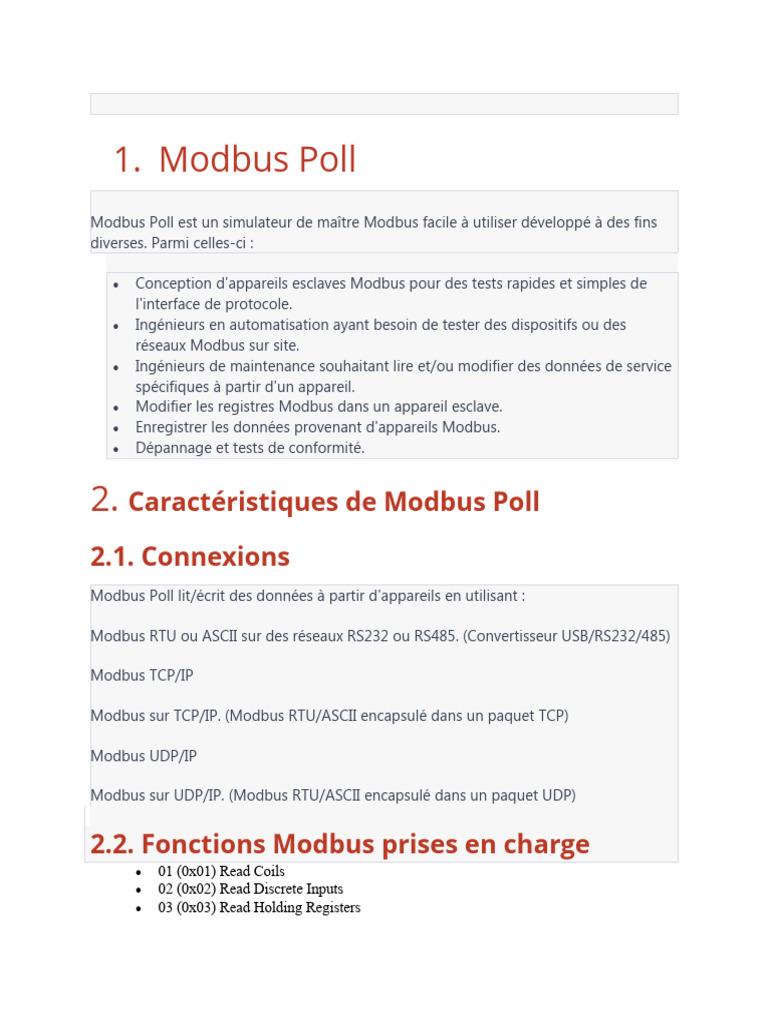 Simulateur Modbus Poll pour tests efficaces | PDF | Protocoles Internet ...