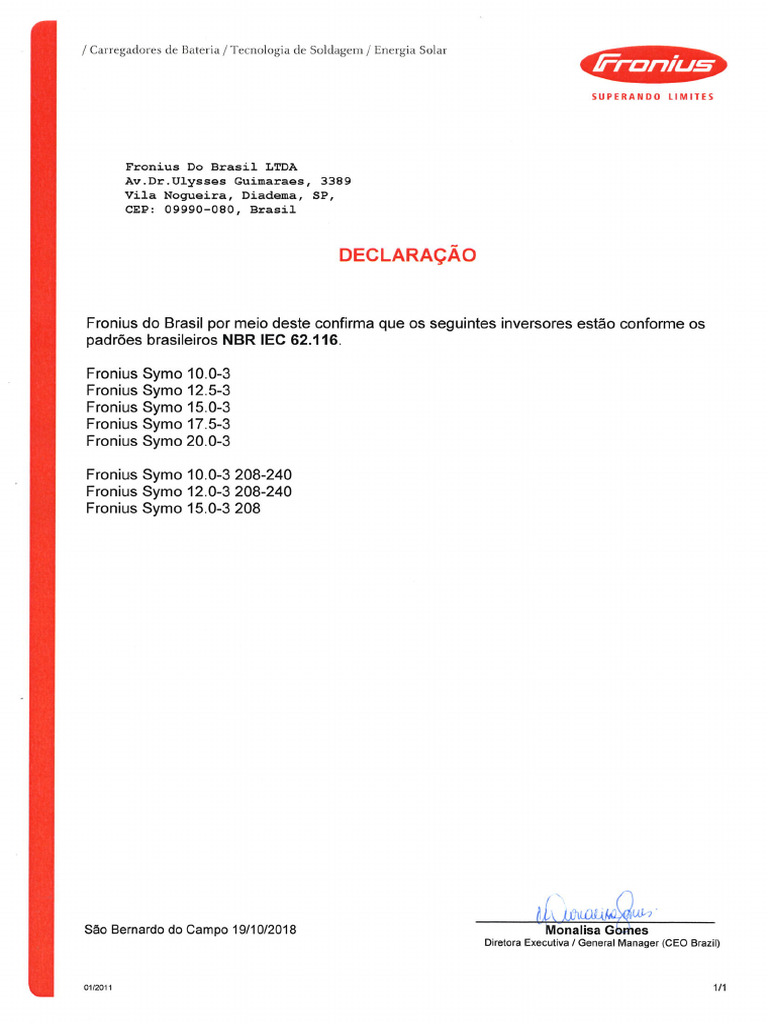 ABNT IEC 62116 Fronius Symo BR PT | PDF