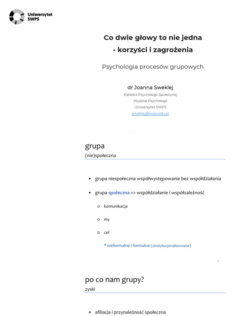WDPS W1 ProcesyGrupowe WWW | PDF