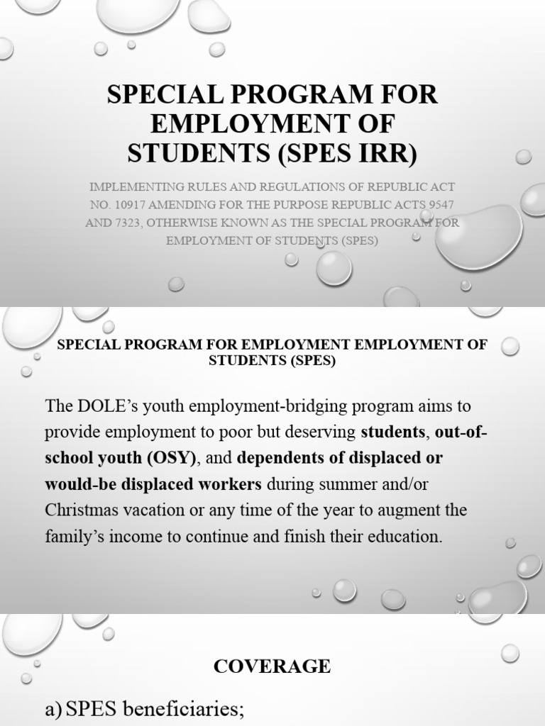 SPES Employment Program Guidelines | PDF | Unemployment Benefits | Salary