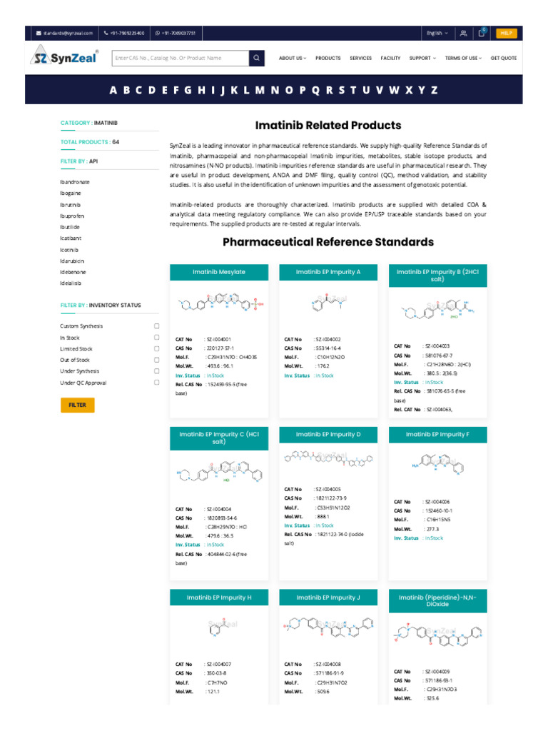 Imatinib Reference Standards & Impurities | PDF | Chemical Compounds ...