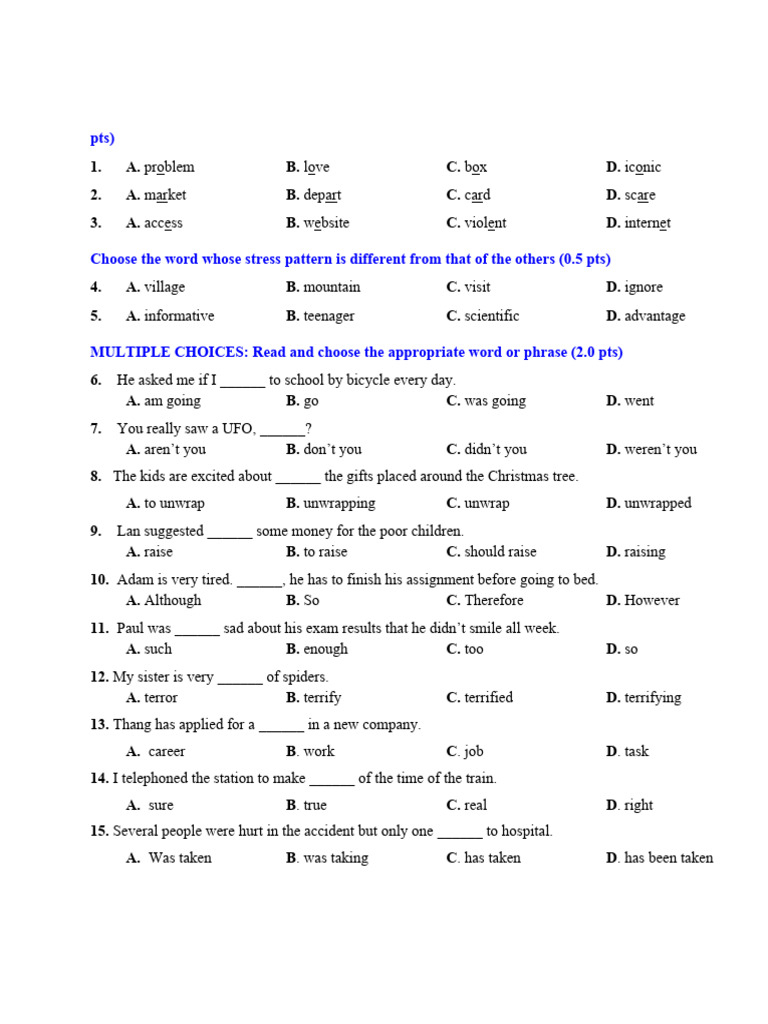 English Practice Test 03 | PDF | Jeans | Smoking