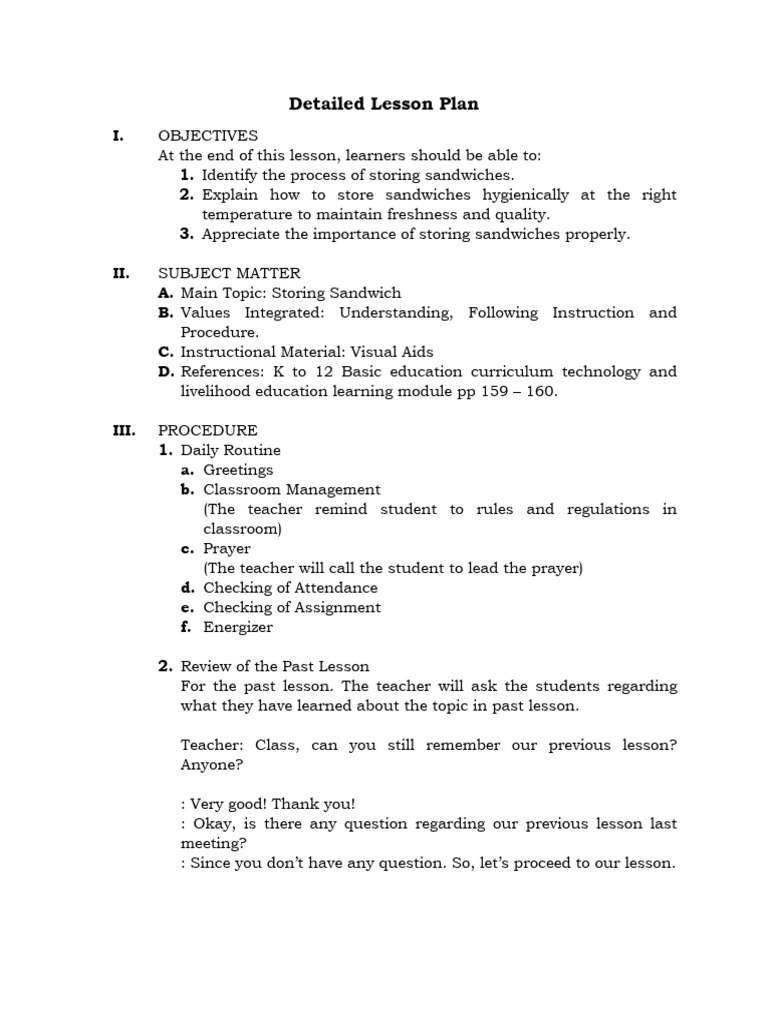 Detailed Lesson Plan | PDF