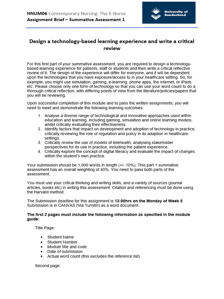 HNUM06 Summative Brief 1-1-1 | PDF