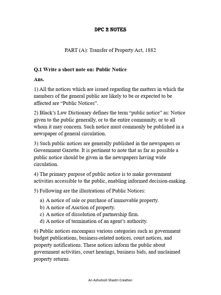 DPC 2 Notes - Part A | PDF | Mortgage Law | Lease