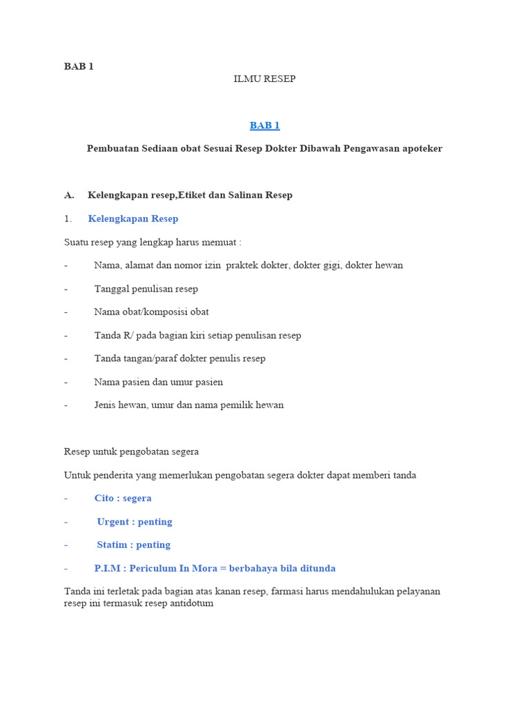 Catetan Ilmu Resep | PDF