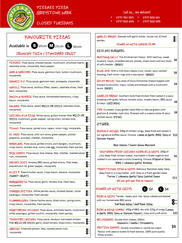 Pizzazz Menu 2024 | PDF | Pizza | Sauce
