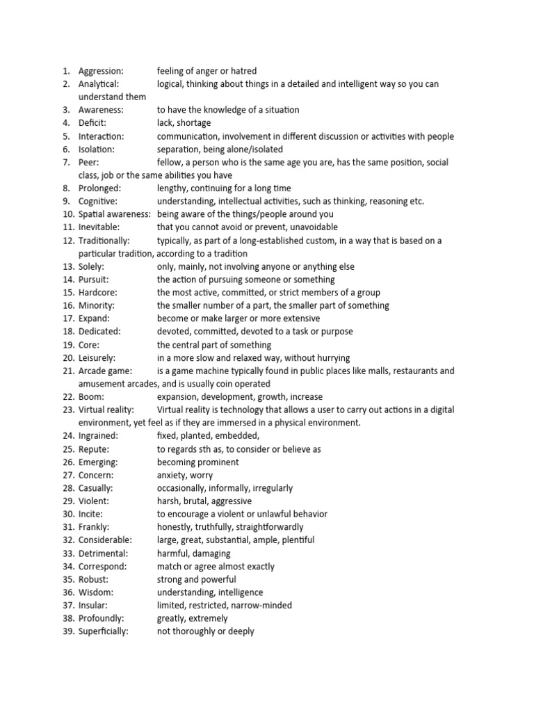 Chapter 2 Vocabulary Overview | PDF | Behavioural Sciences | Cognitive ...