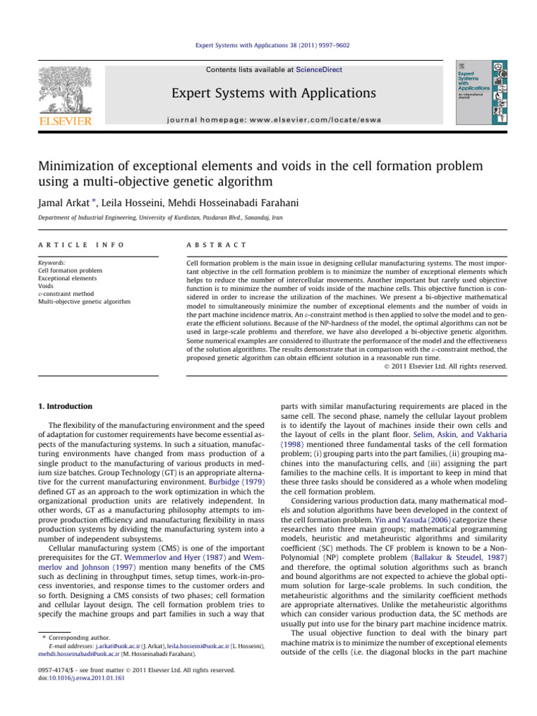 MINIMIZATION OF EE MULTIOBJECTIVE Arkat2011 | PDF | Mathematical Optimization | Genetic Algorithm