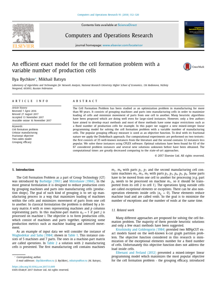 An Efficient Exact Model For The Cell Formation Problem Bychkov2018 5395