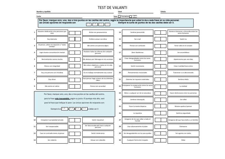 Hoja de respuestas Valanti | PDF