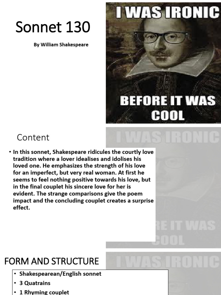 Sonnet 130 | PDF | Sonnets | Stanzaic Form
