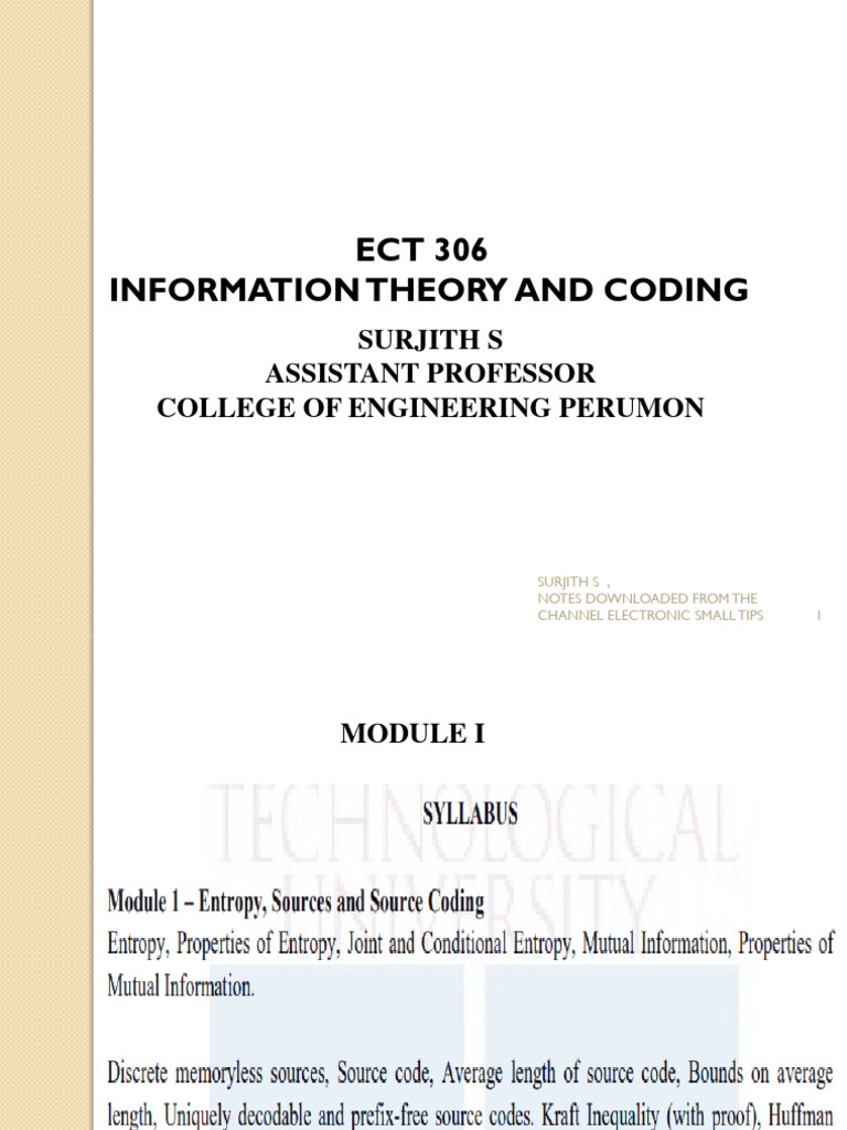 ECT 306 ITC MODULE 1 (2019 Scheme) | PDF | Communications System | Information