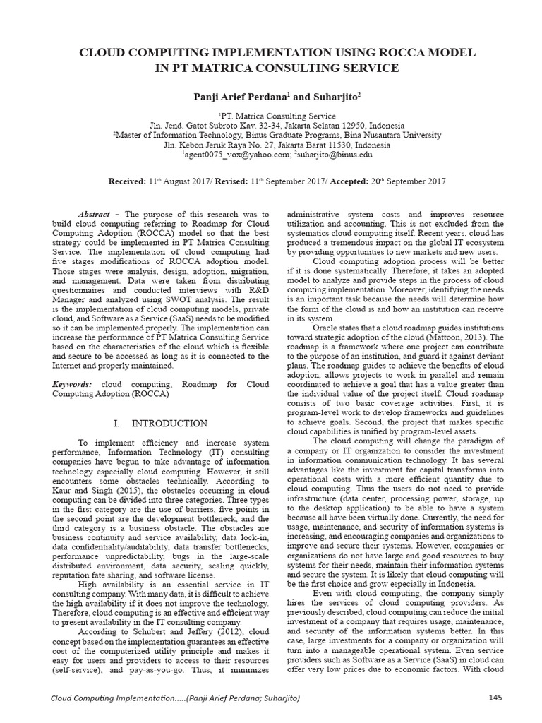 Cloud Computing Implementation Using Rocca Model-1 | Download Free PDF | Cloud Computing | Computing