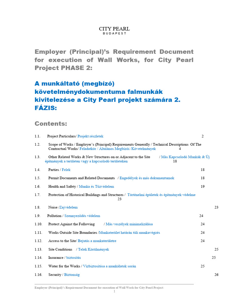 -MAIN DOC - Employer (Principal)s Requirement Document for WALL | PDF