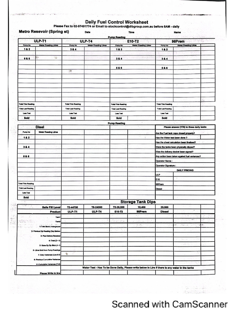 Fuel Sheet | PDF