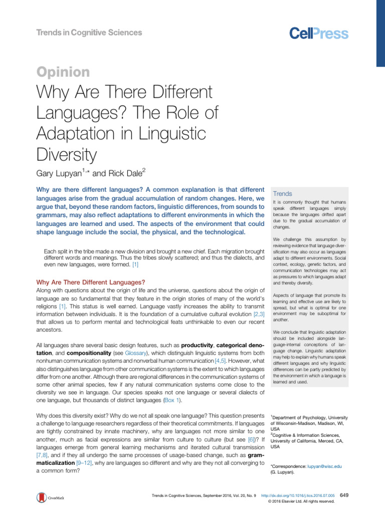 Why_are_there_different_languages | PDF | Second Language | Linguistics