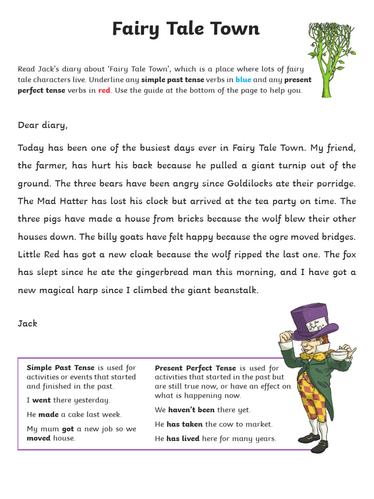 Fairy Tale Town Present Perfect Tense Worksheet | PDF