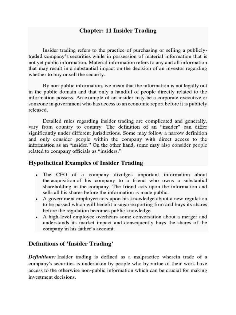 Concept of Insider Trading | PDF | Insider Trading | Corporations