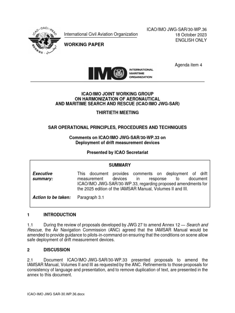 ICAO-IMO JWG-SAR-30-WP.36 - Comments On ICAOIMO JWG-SAR30-WP.36 ...