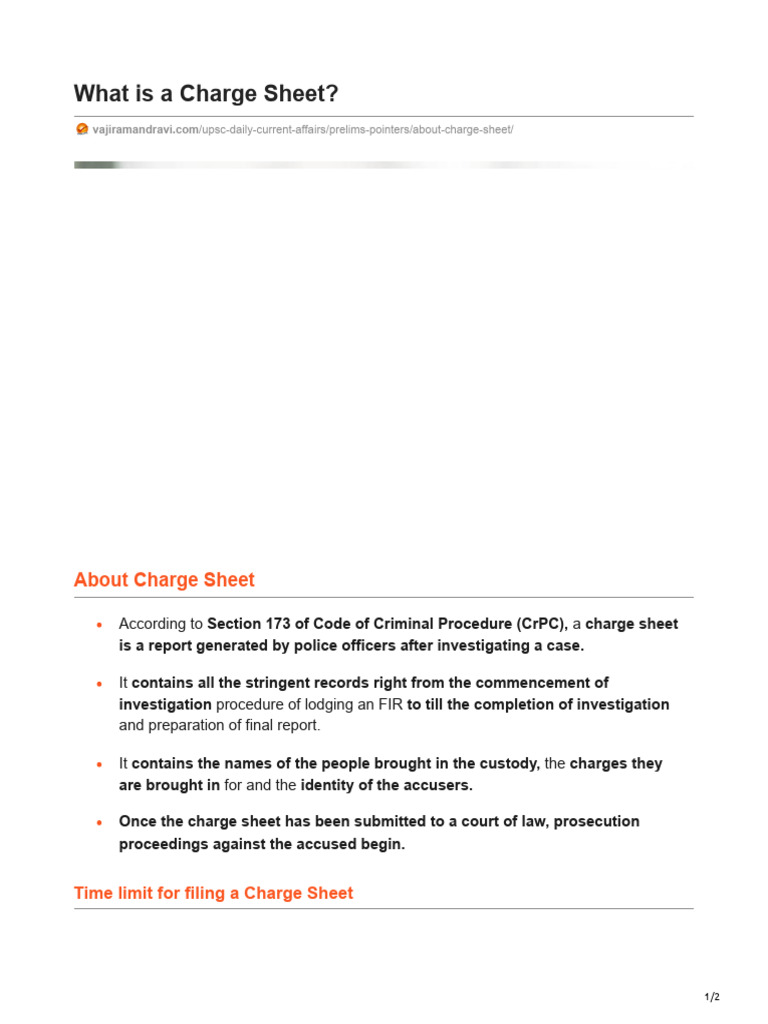 What Is A Charge Sheet | PDF | Arrest | Bail