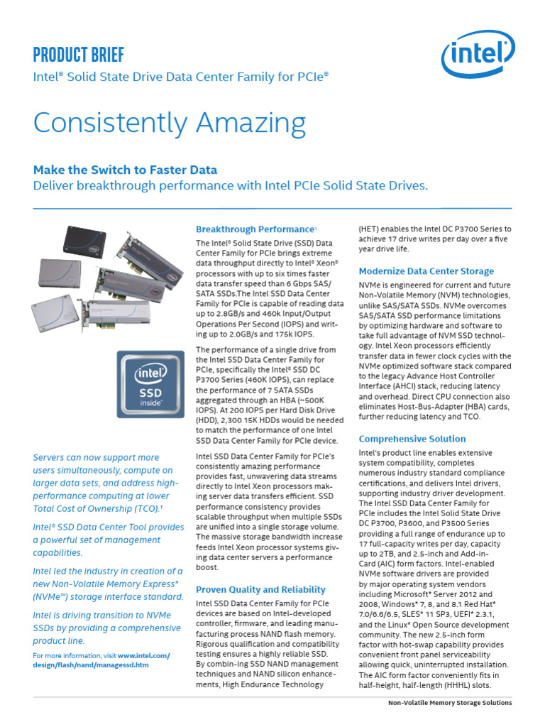Intel SSD DC Family For Pcie Brief | PDF | Solid State Drive | Computing