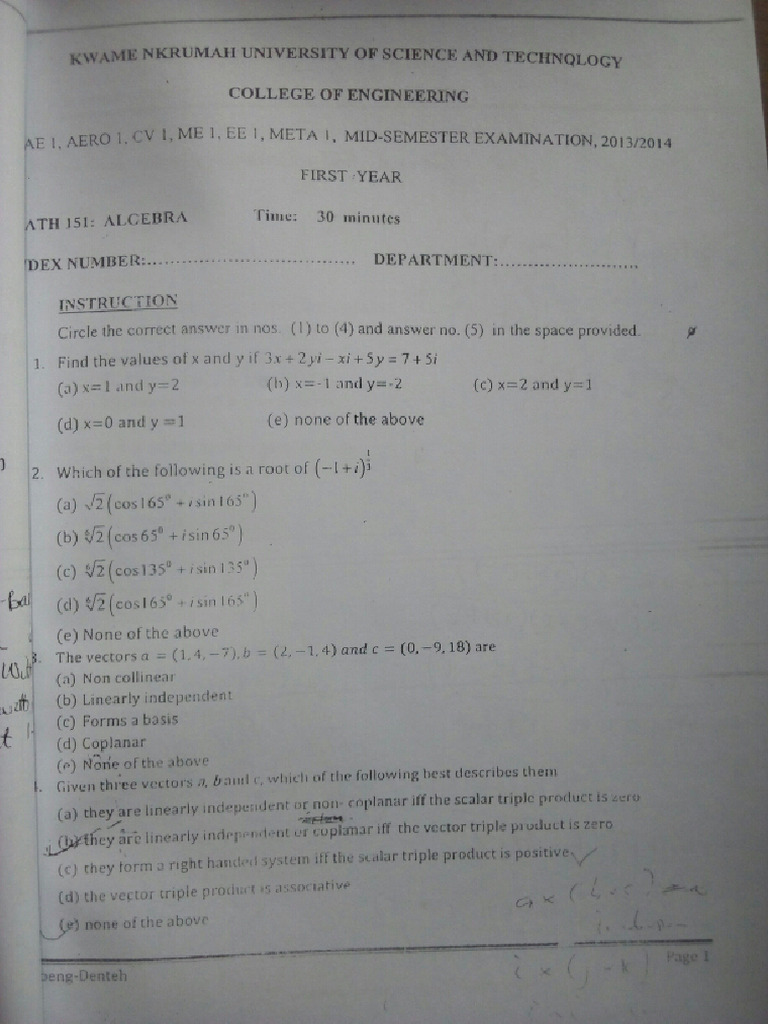 Algebra 1st Sem | PDF