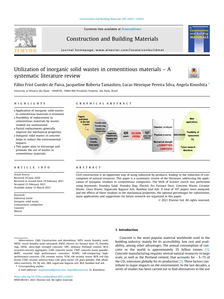 2021 - Utilization of Inorganic Solid Wastes in Cementitious Materials ...