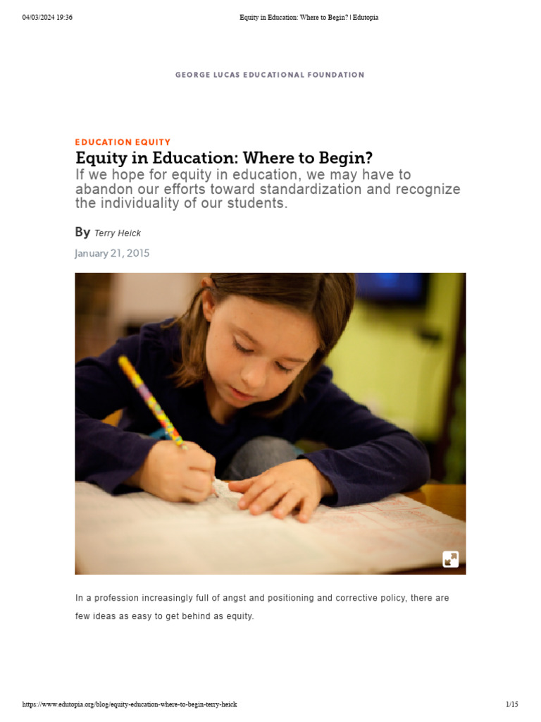 Equity in Education - Where To Begin - Edutopia | PDF | Learning | Curriculum