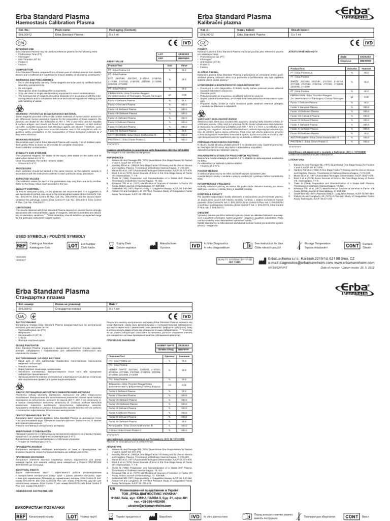 EHL00012 Erba Standard Plasma | PDF