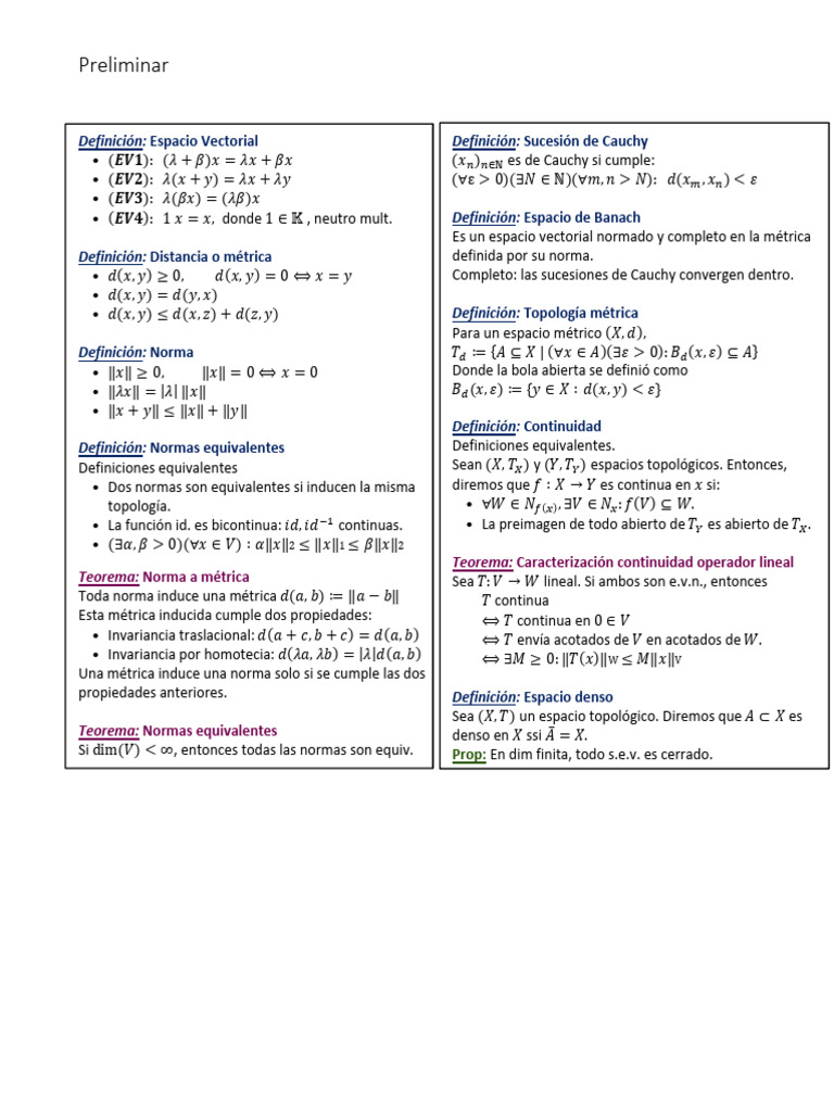 Resumen c1+c2 | PDF | Espacio métrico | Espacio compacto