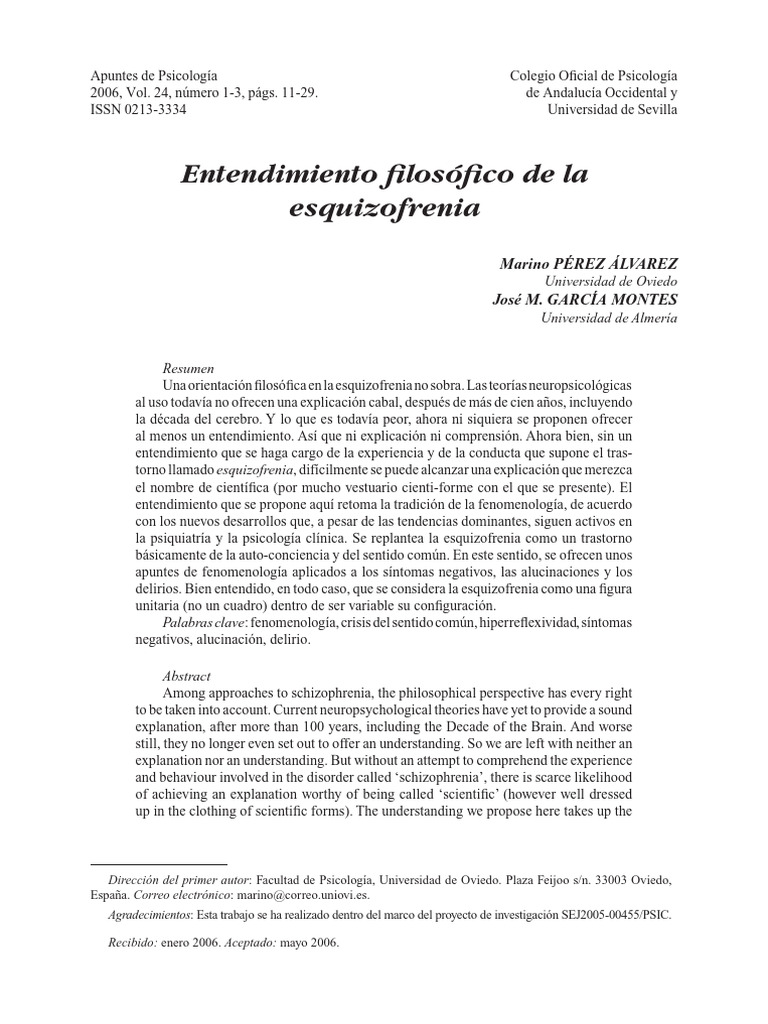 Entendimiento Filosofico de La Esquizofr | PDF | Relaciones personales ...