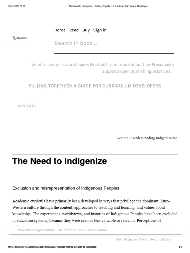 The Need To Indigenize - Pulling Together - A Guide For Curriculum ...