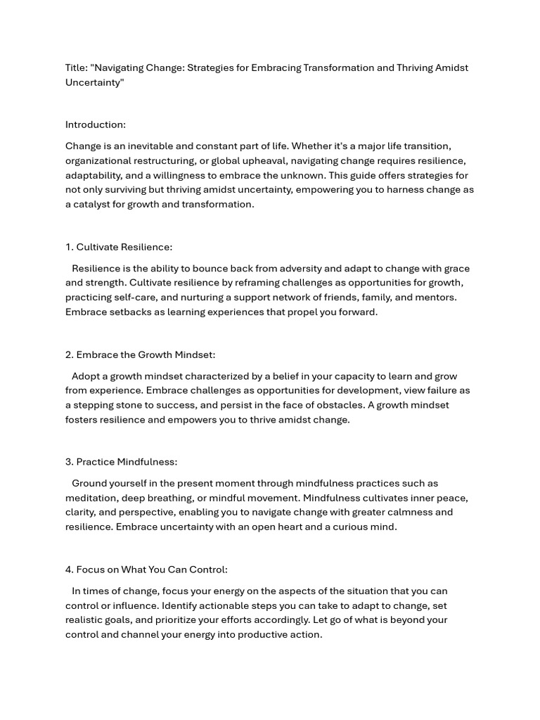 Navigating Change - Strategies For Embracing Transformation and ... Navigating Change - Strategies For Embracing Transformation and ...