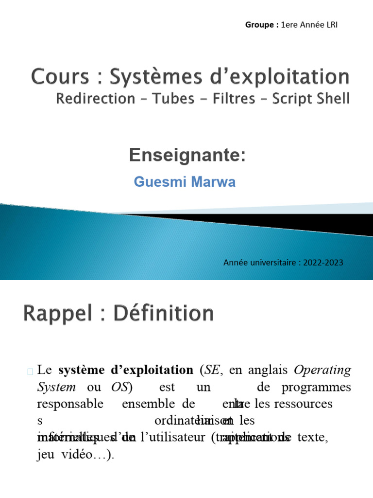 ch1 Redirectionfiltres Tubes Script Shell | PDF | Fichier informatique | Structure de contrôle