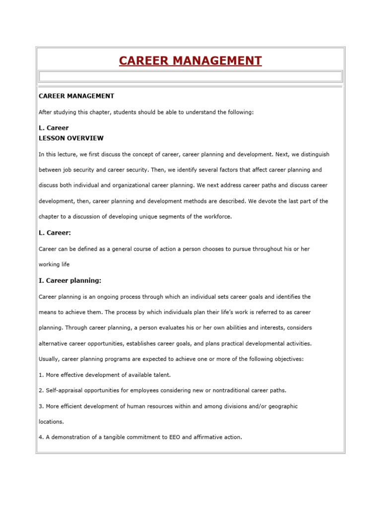CAREER MANAGEMENT | PDF | Employment | Mentorship