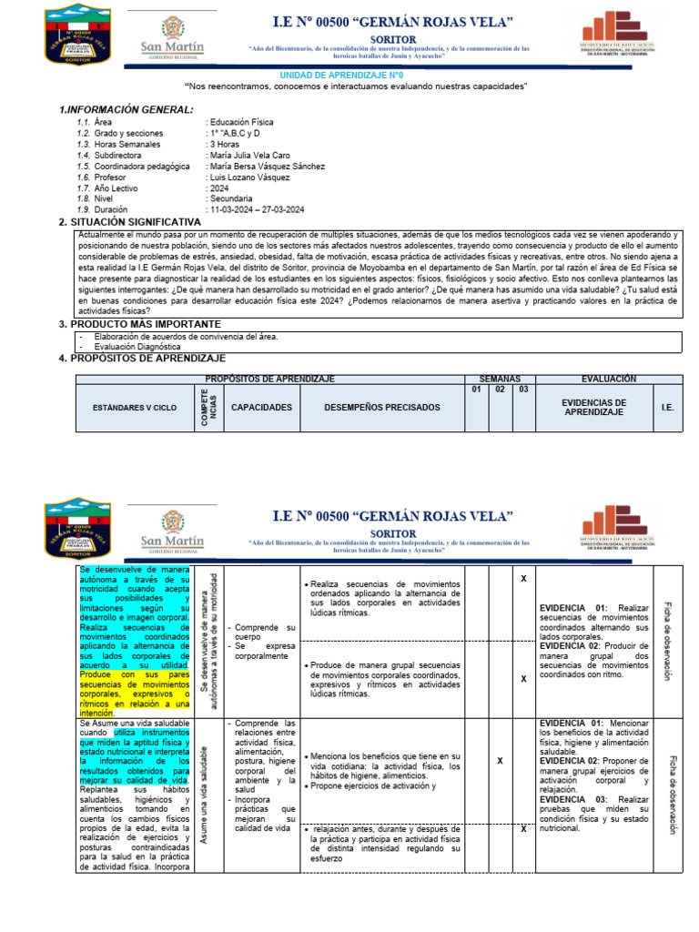 Unidad Primer Grado Nuevo | PDF | Aprendizaje | Enseñando