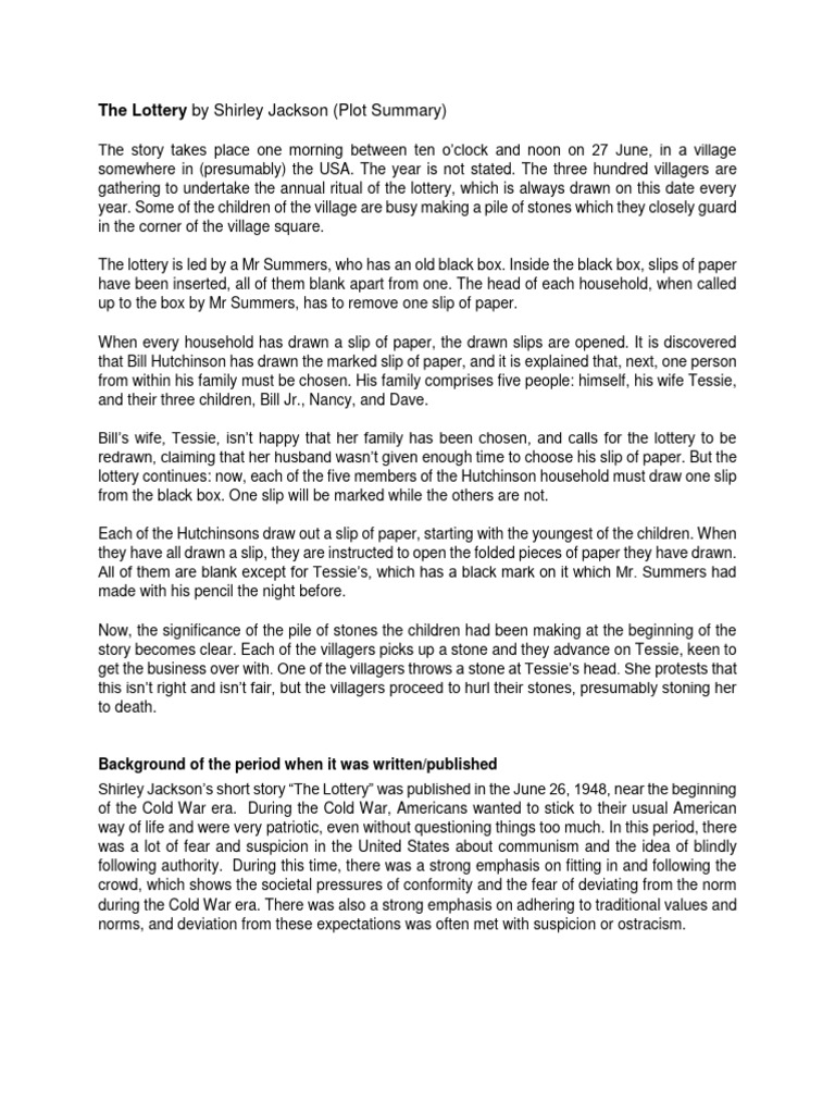 The Lottery by Shirley Jackson | PDF