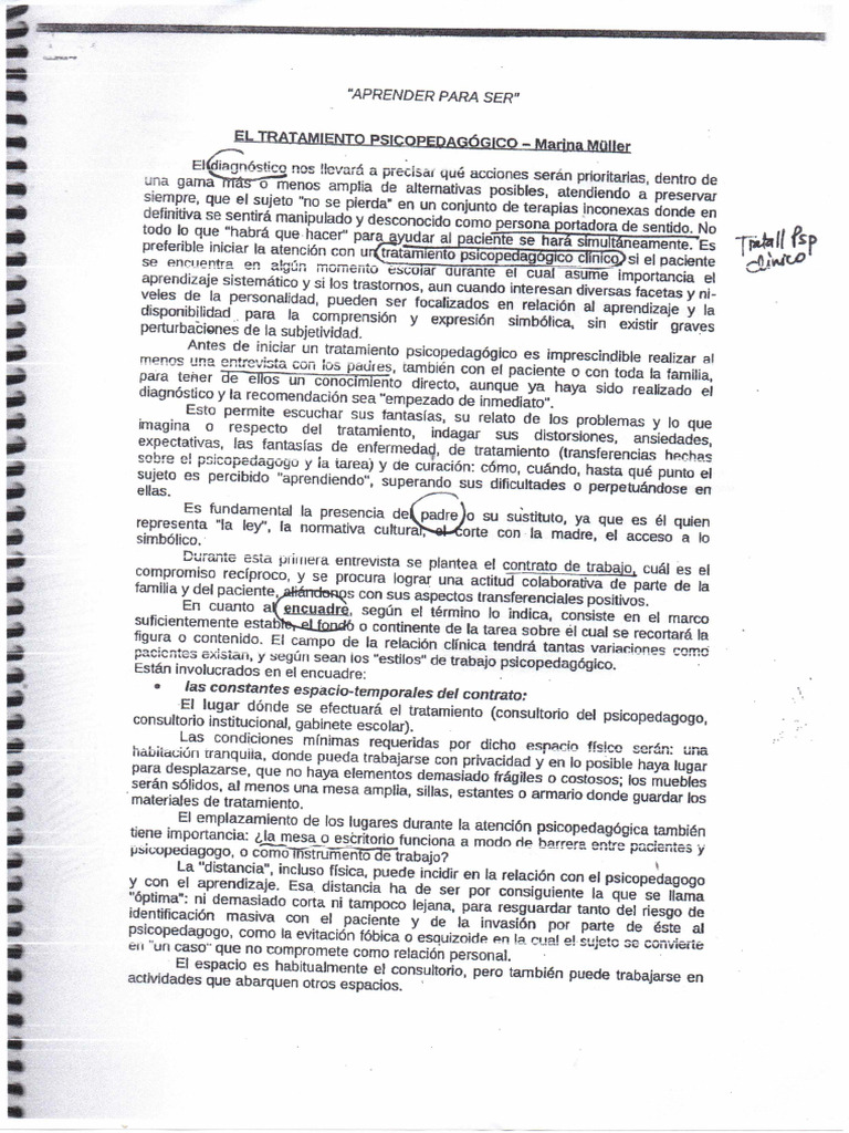 El Tratamiento Psicopedagogico - Marina Muller | PDF