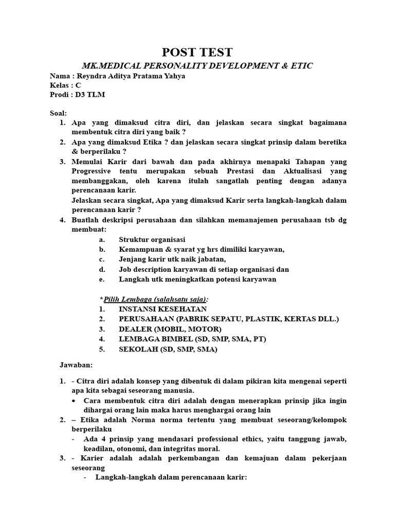 Perencanaan Karir dan Etika Profesional | PDF