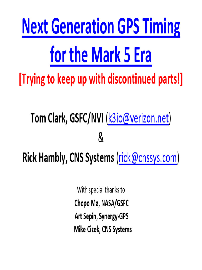 Next Gen GPS Timing For The Mark 5 Era | PDF