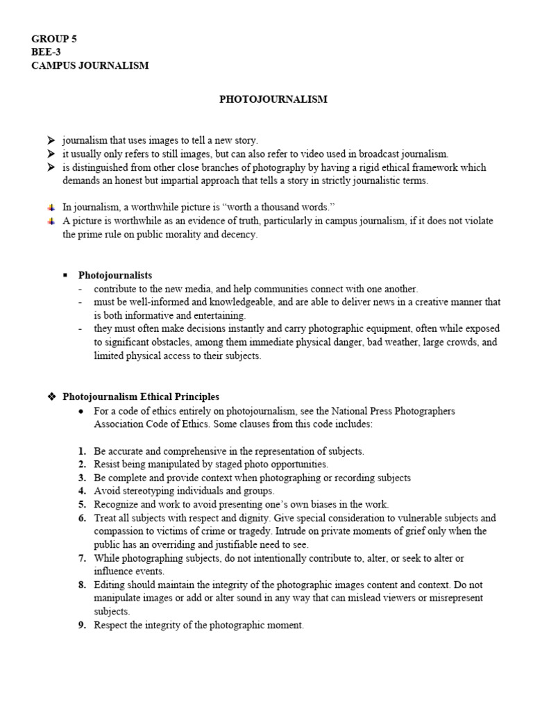 Photojournalism Rules and Tips for Students | PDF | Camera