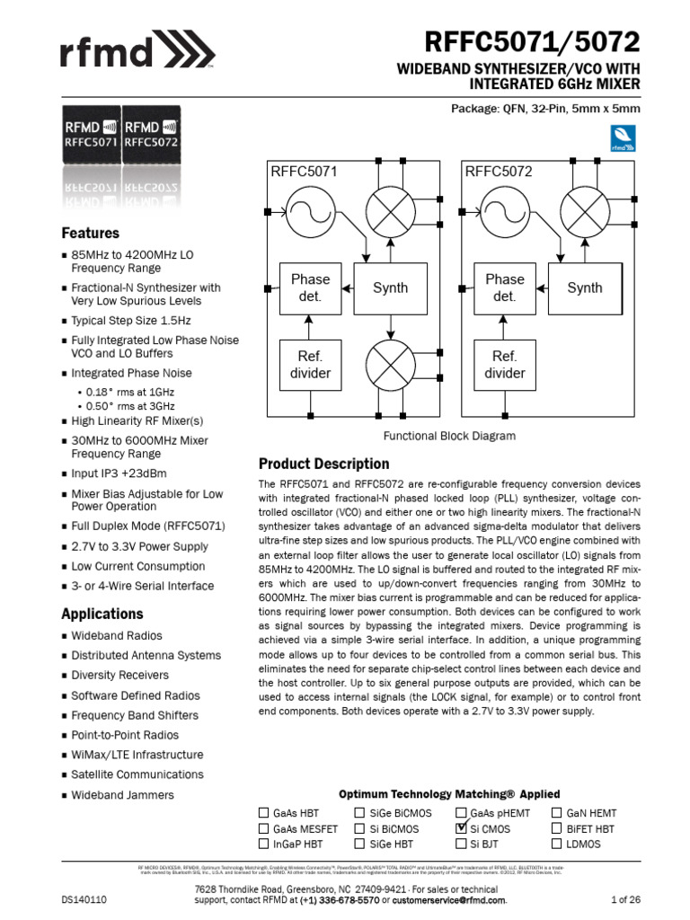 rffc5071 5072 Data Sheet | PDF